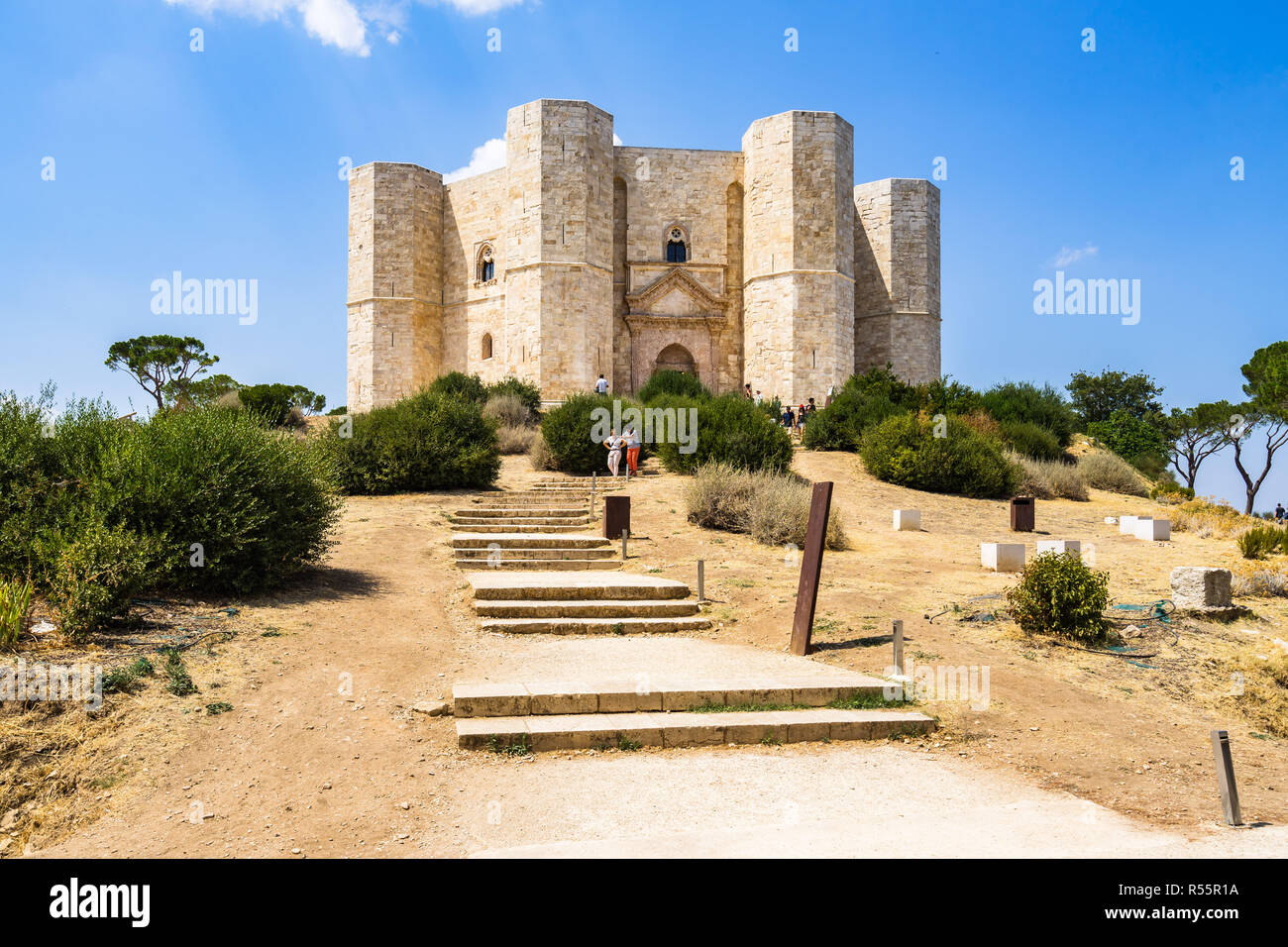 Main facade of Castel del Monte, the famous octagonal castle built in ...