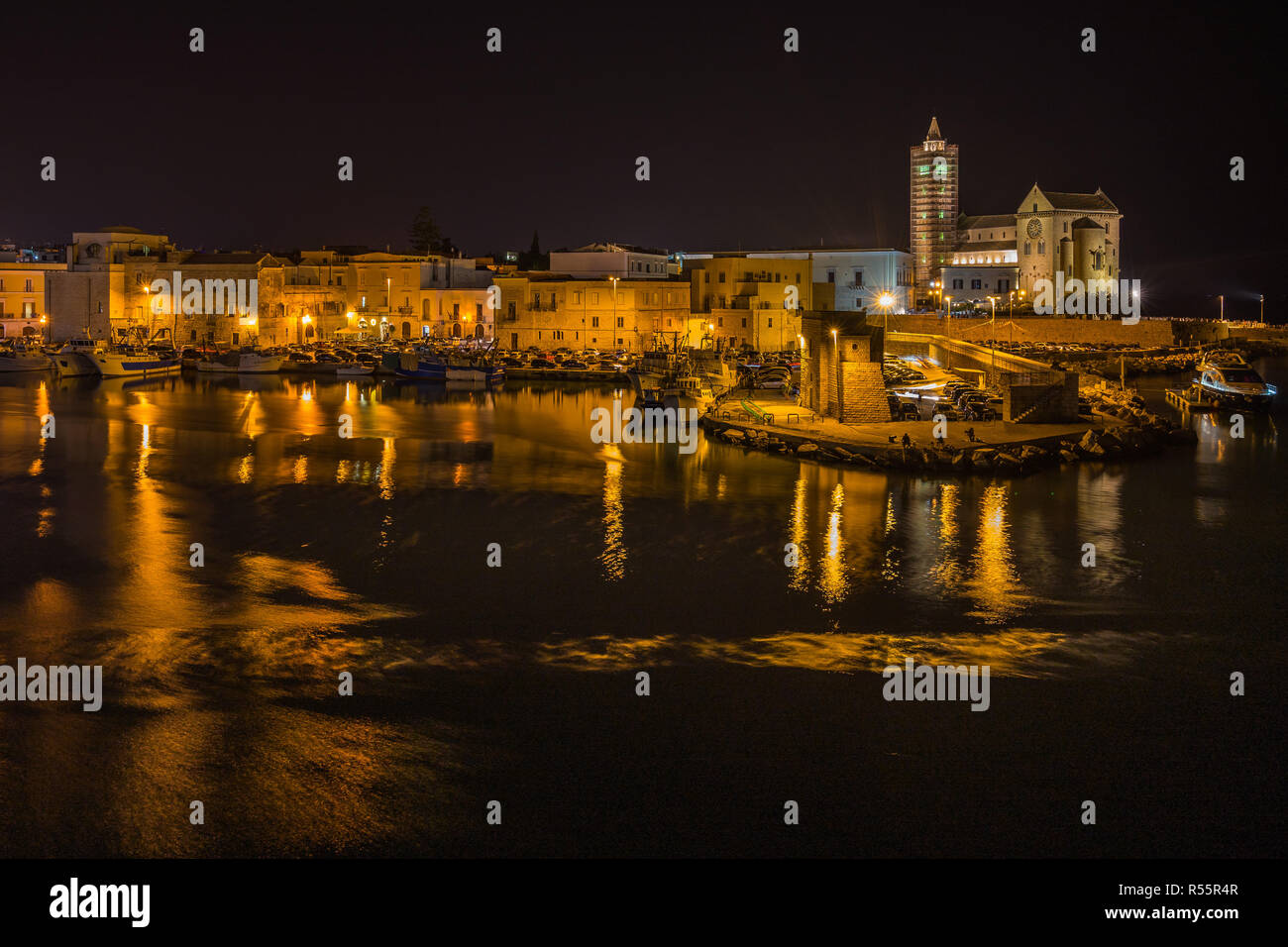 Night cityscape with Trani Cathedral, Apulia, Italy Stock Photo - Alamy