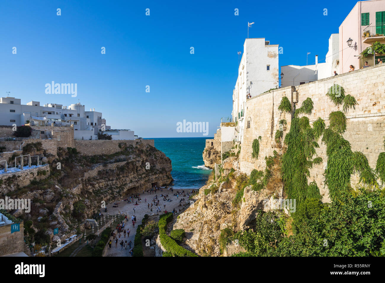 View of the famous Lama Monachile beach from the bastions of the old ...