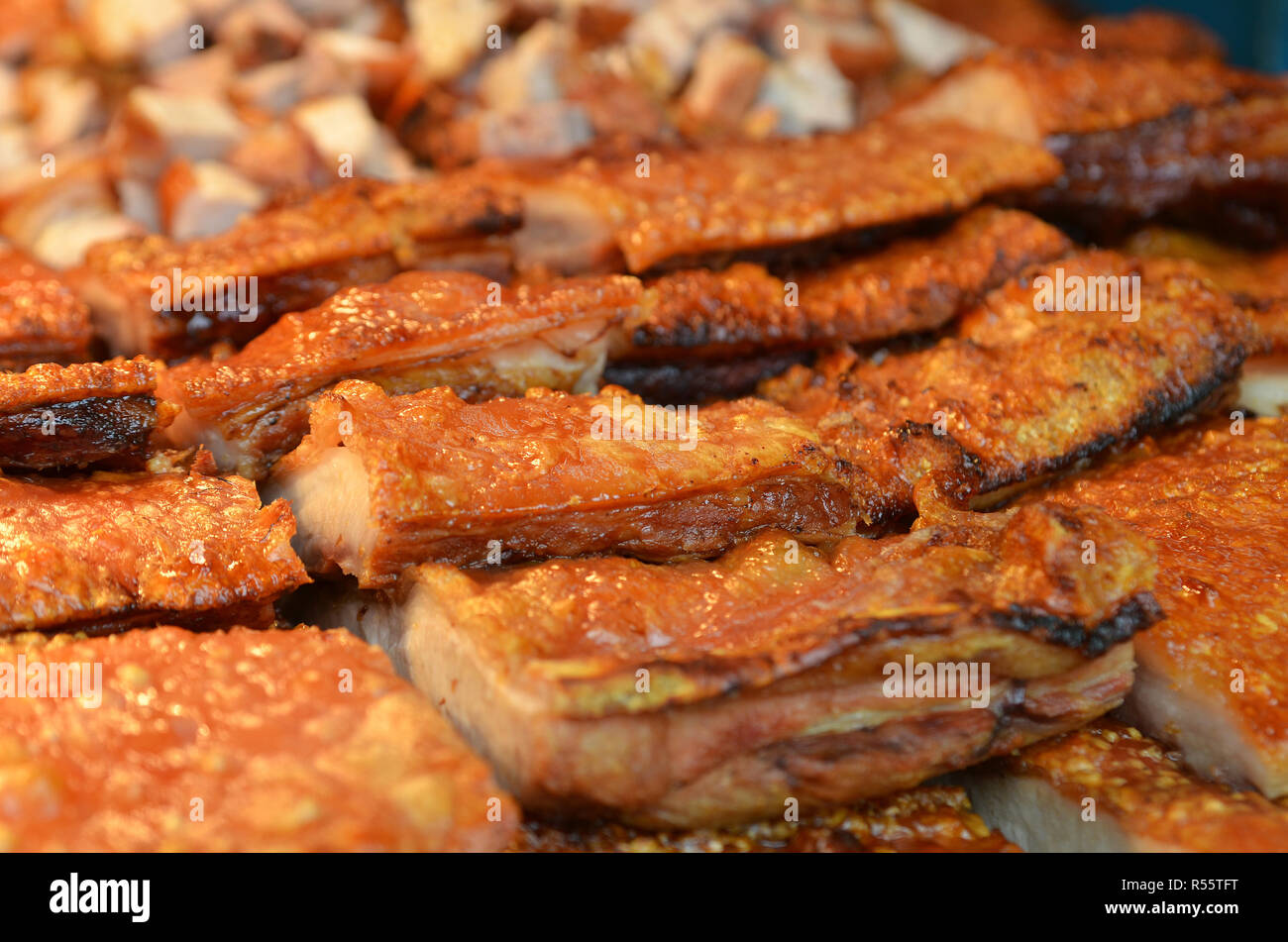 Crispy pork sold on the market Stock Photo - Alamy