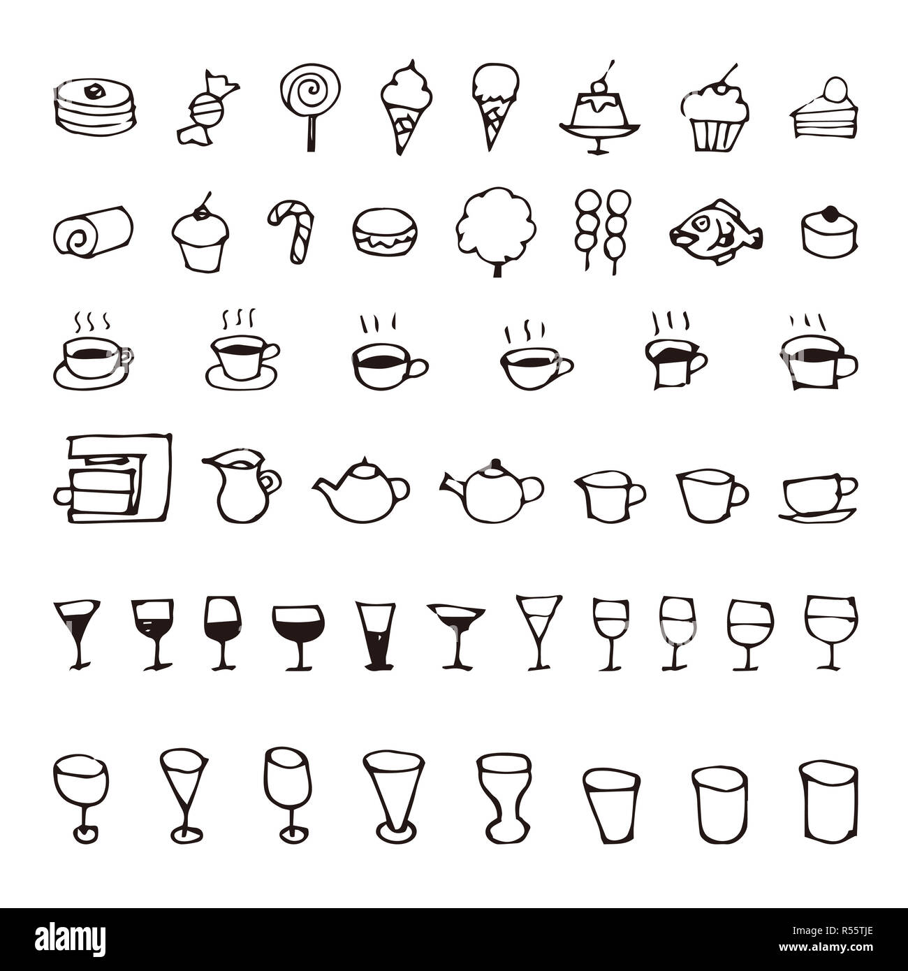 Hand drawn coffee vector Cut Out Stock Images & Pictures - Alamy