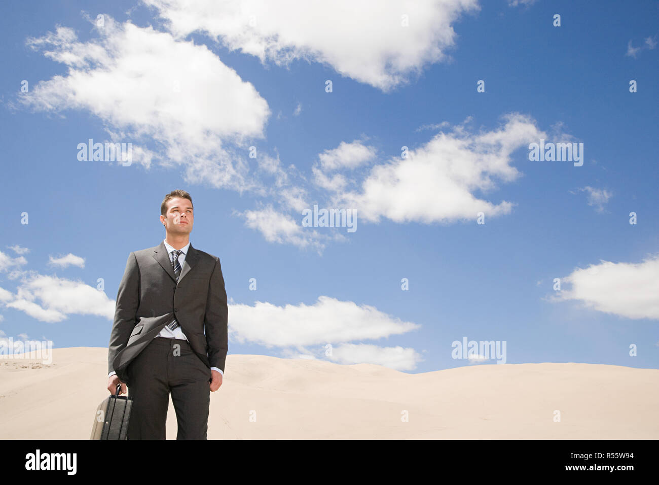 Businessman in desert Stock Photo - Alamy