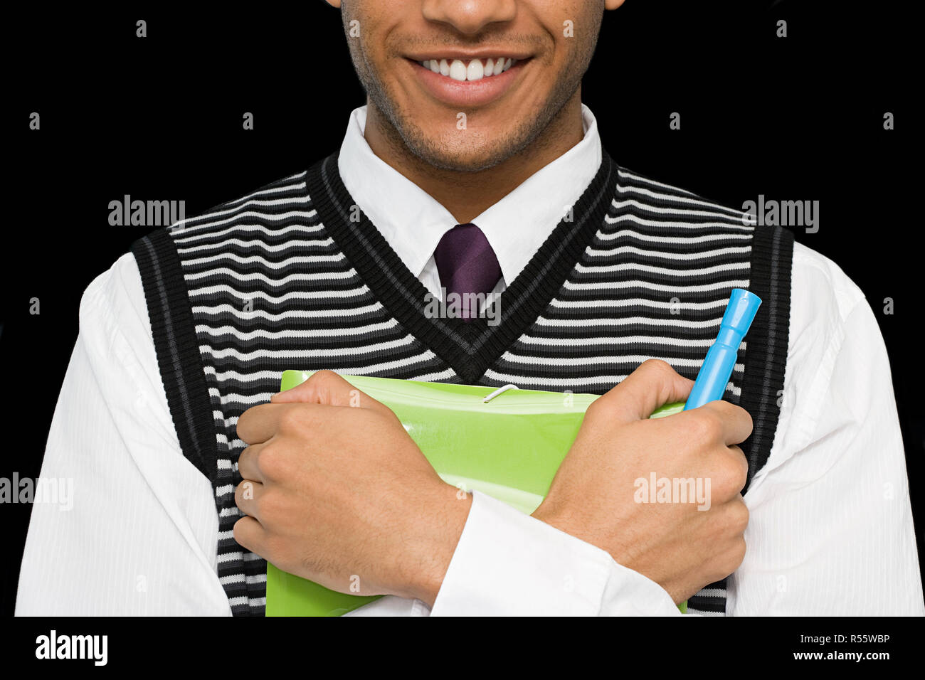 Office worker with file Stock Photo - Alamy