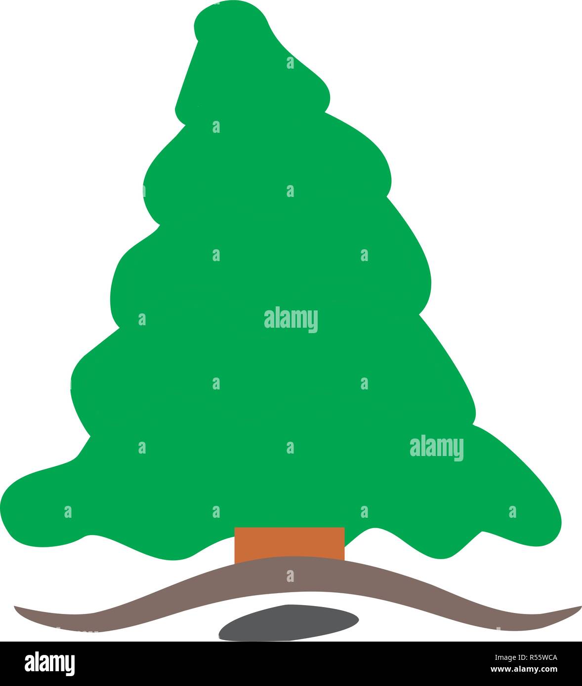 A green colour hand drew Christmas tree with black background vector ...