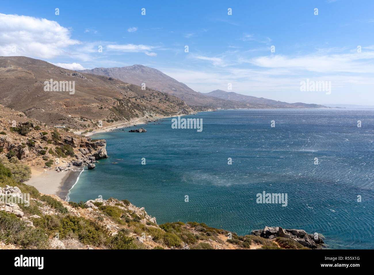 Landscape on the island of Crete, Greece with a wide view over the ...