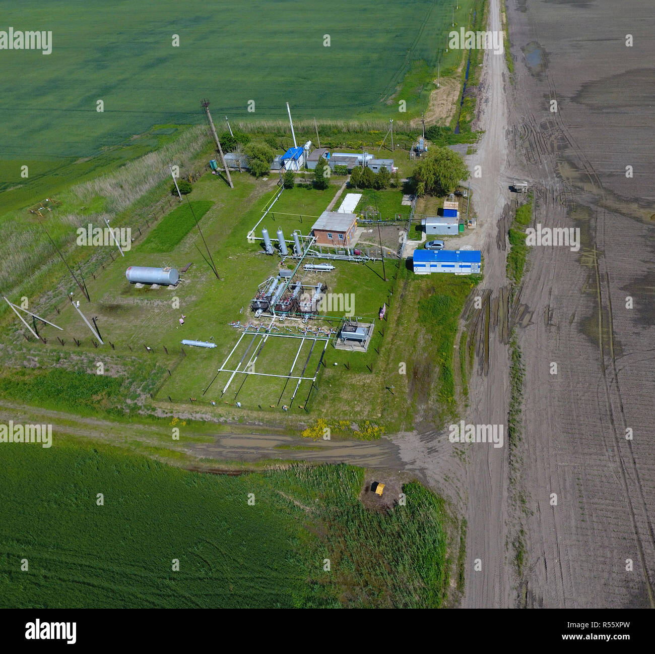 Equipment for the drying gas and condensate collection. Top view. Top ...