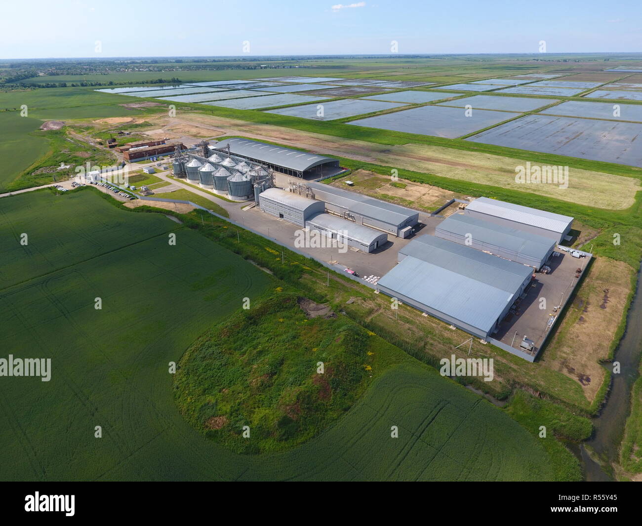 Plant for the drying and storage of grain. Top view. Grain terminal ...