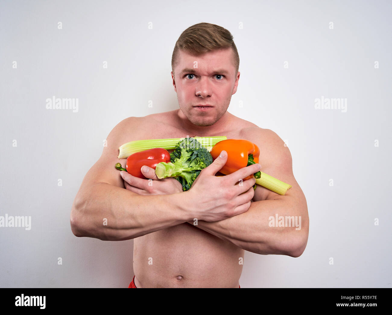 athlete with vegetables Stock Photo - Alamy