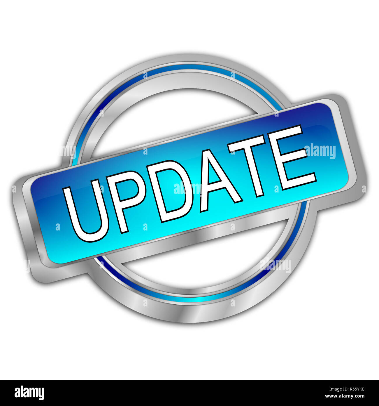 glossy silver blue Update Button â€“ 3d illustration Stock Photo - Alamy