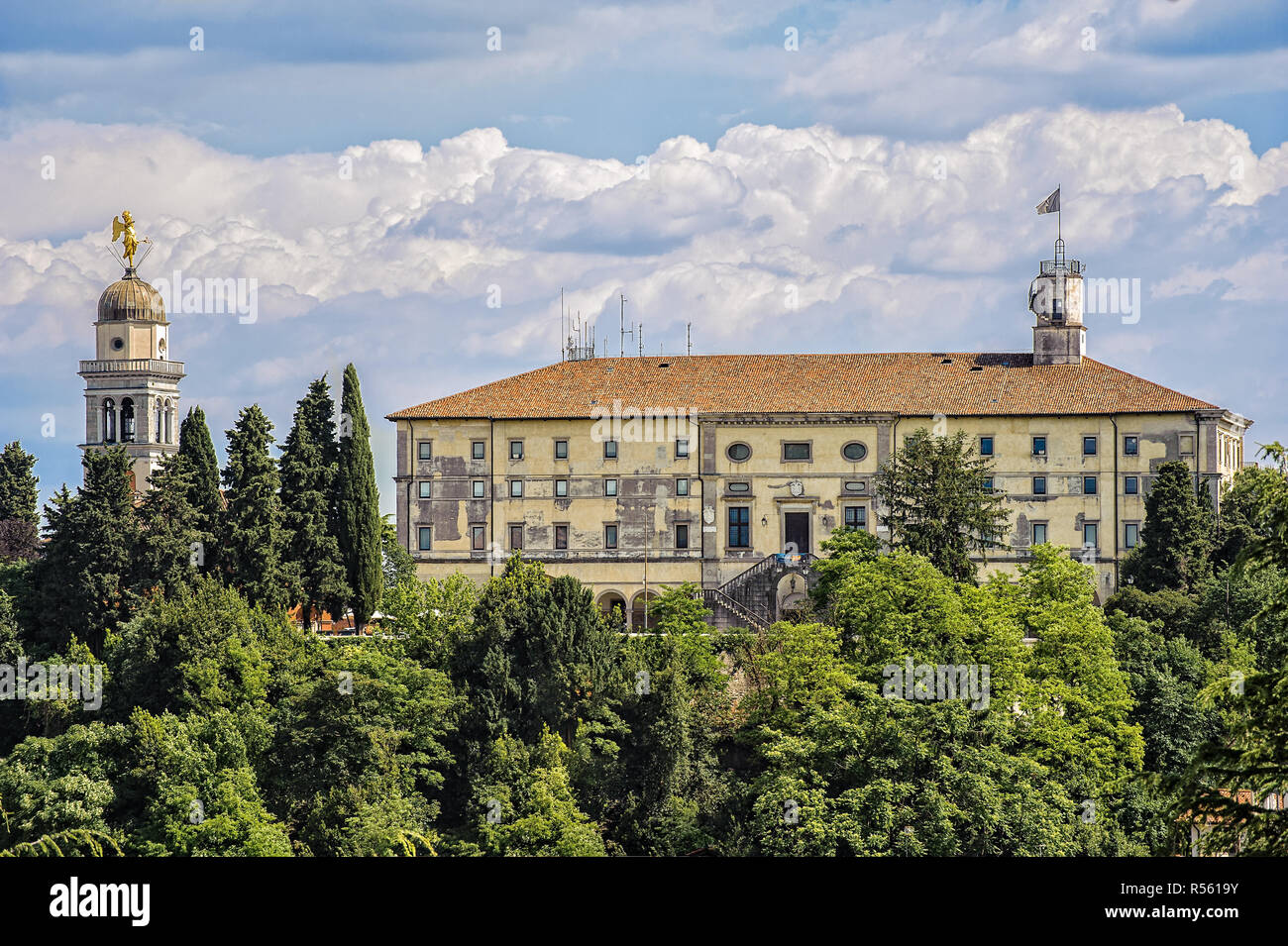 Castle of Udine and golden angel on belfry Stock Photo - Alamy