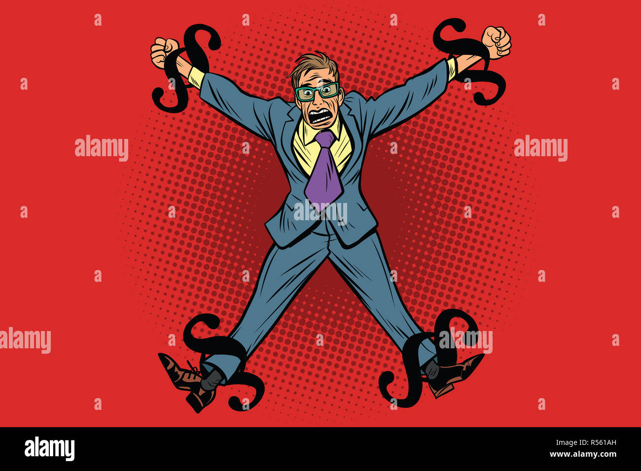 Businessman chained in legal rules, paragraphs as chain Stock Photo - Alamy