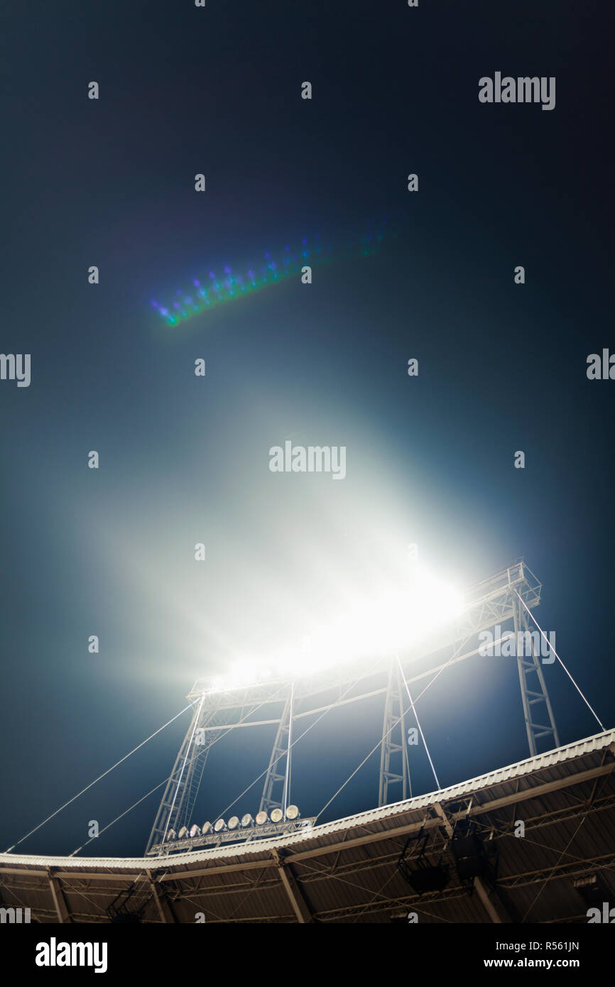 View of stadium lights at night Stock Photo - Alamy