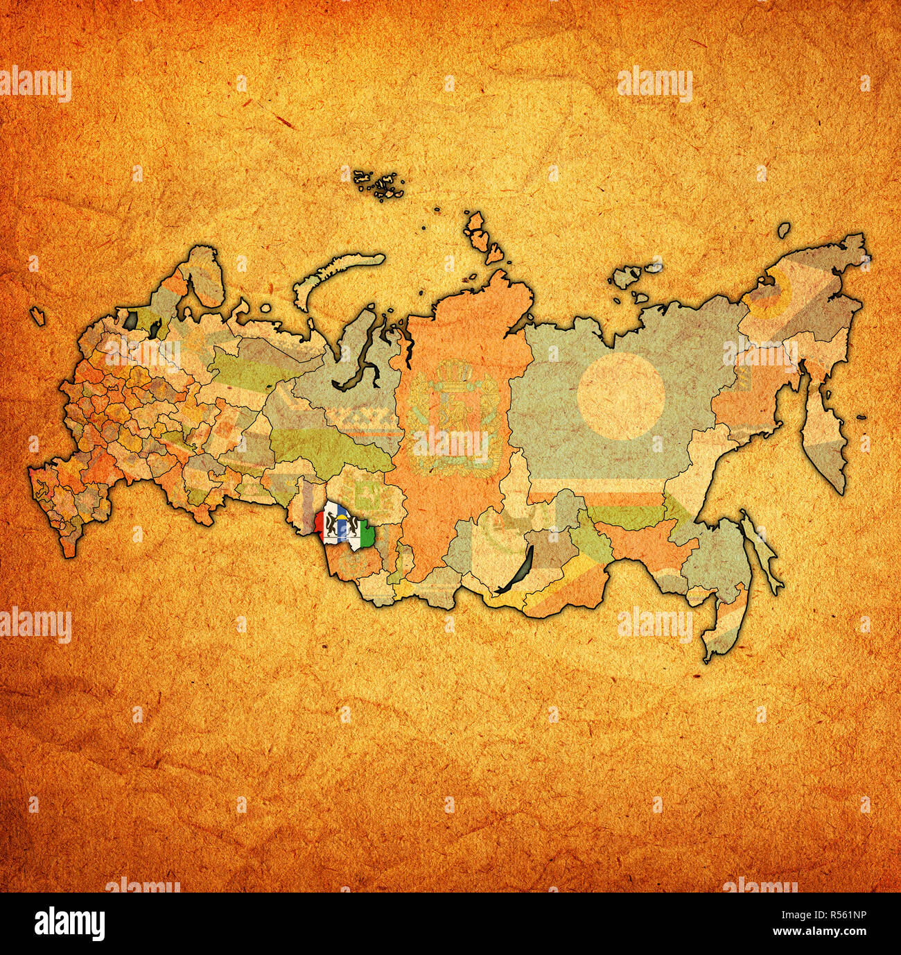 emblem of novosibirsk oblast on map with administrative divisions and ...