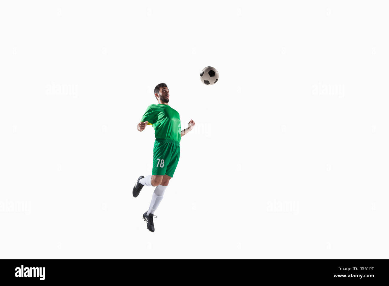 Athlete chesting soccer ball Stock Photo - Alamy