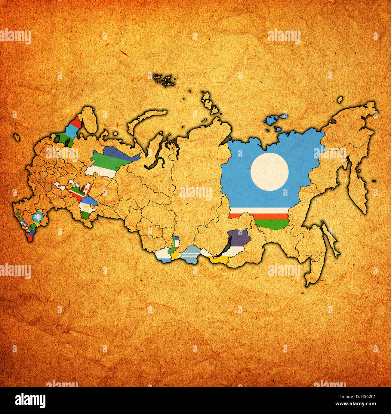 emblems republics on map with administrative divisions and borders of ...