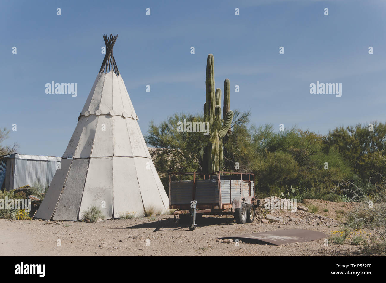 Tee-Pee structure in Tucson Arizona -- perhaps a crumbling roadside ...
