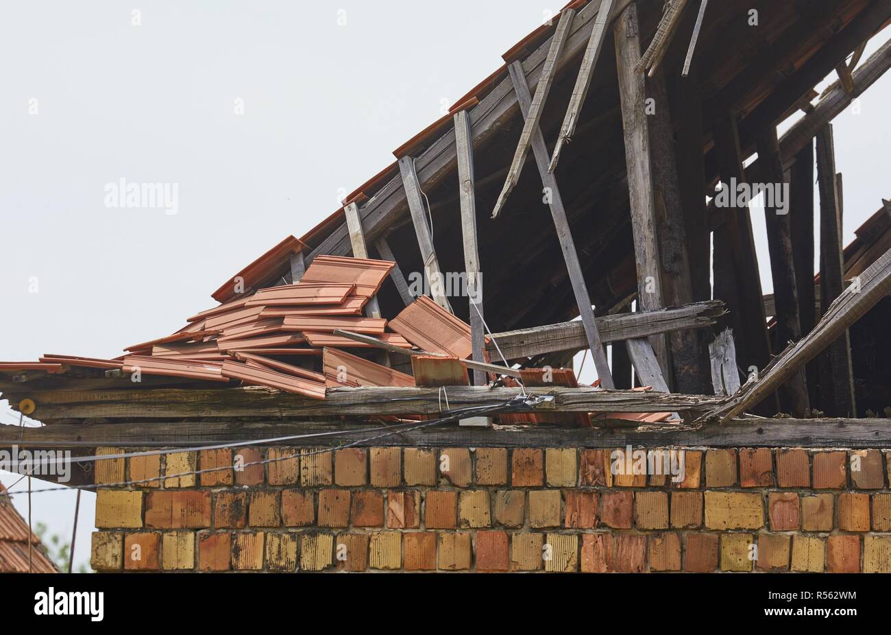 Collapsed House Roof Stock Photo - Alamy