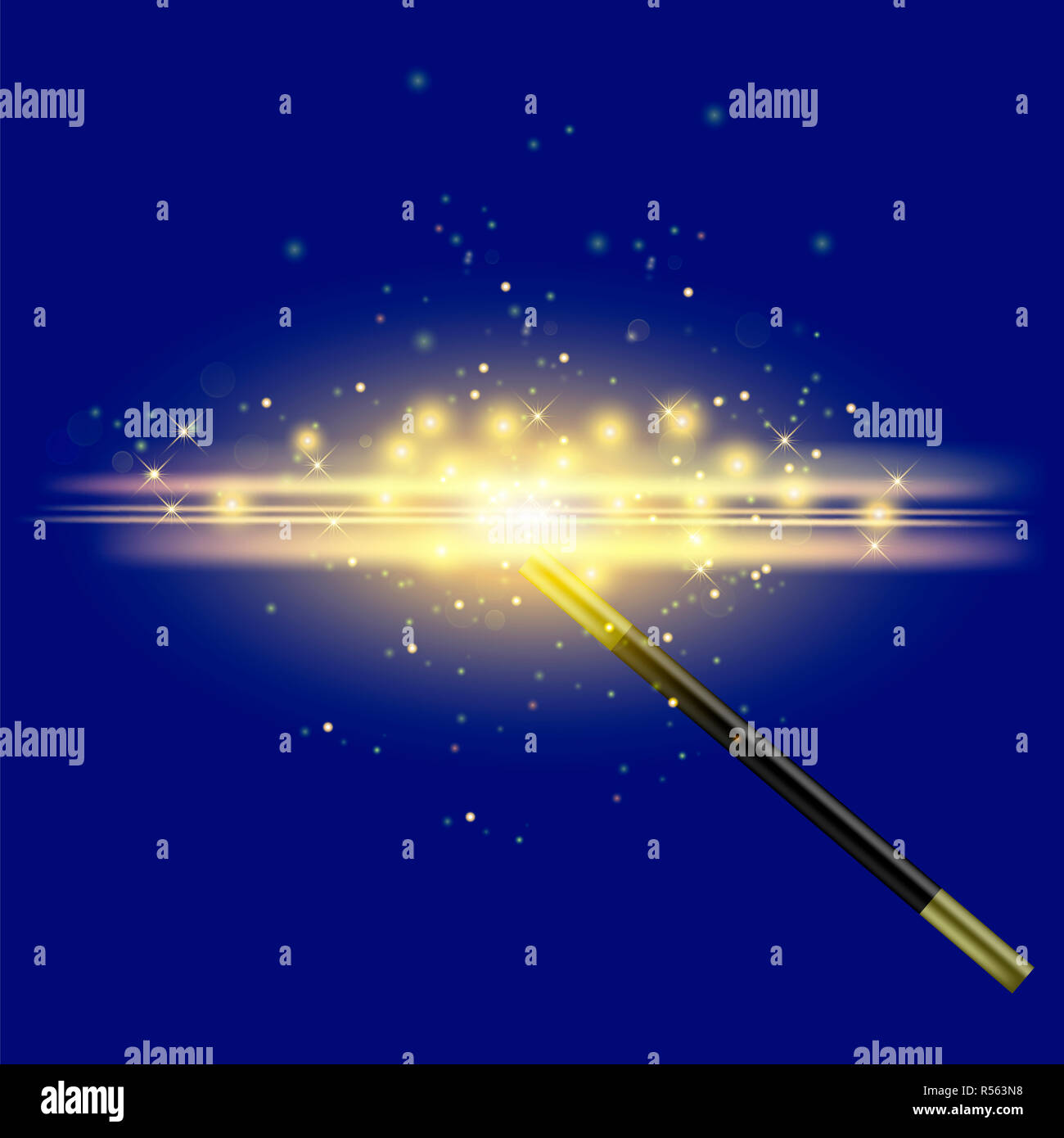 Realistic Magic Wand with Starry Lights Stock Photo - Alamy