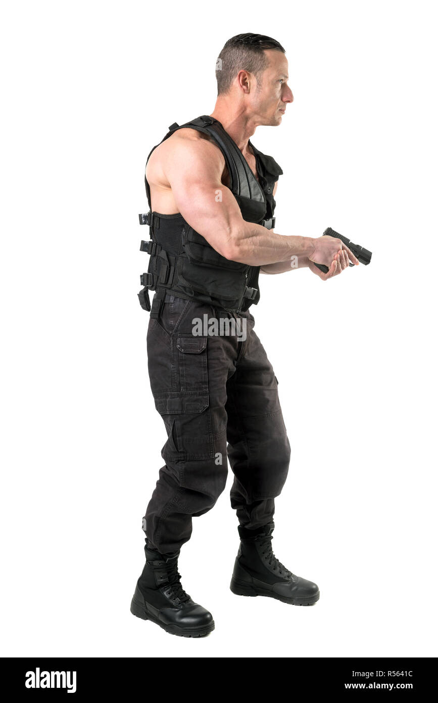 Portrait swat officer aiming gun hi-res stock photography and images ...