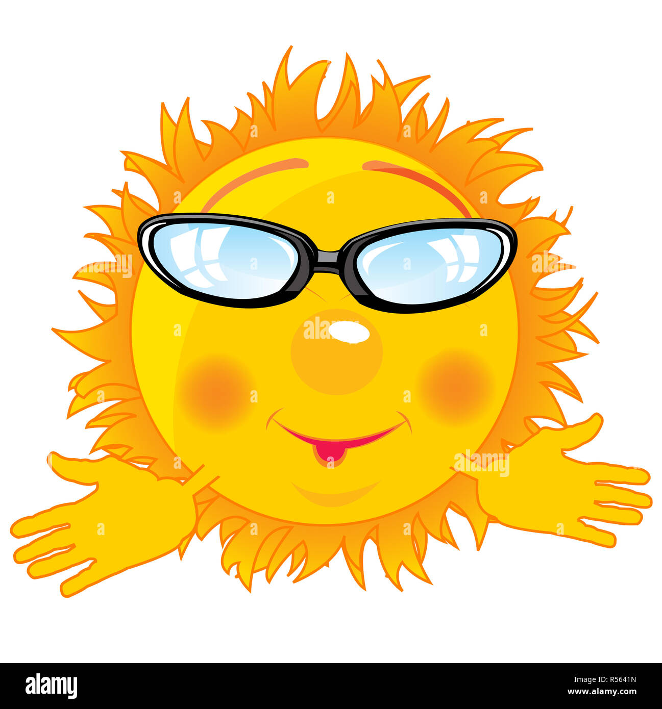 Cartoon sun bespectacled Stock Photo - Alamy