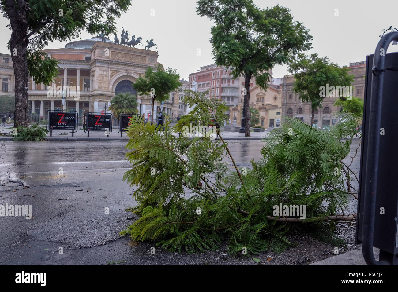 Stormy weather causes damage in Naples, Italy Featuring: Atmosphere ...