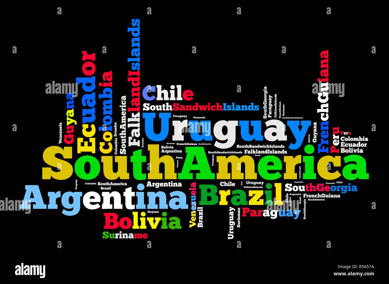 Word cloud of South American countries Stock Photo - Alamy