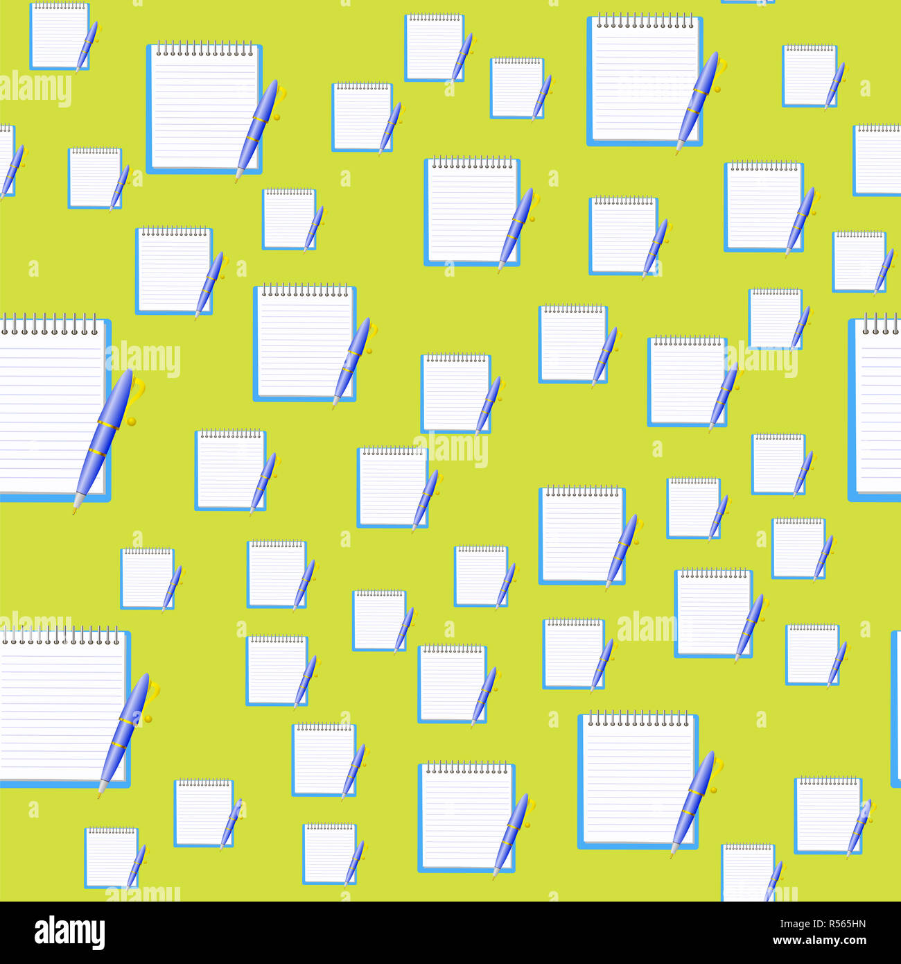 Paper Notebook and Blue Pen Seamless Pattern Stock Photo - Alamy