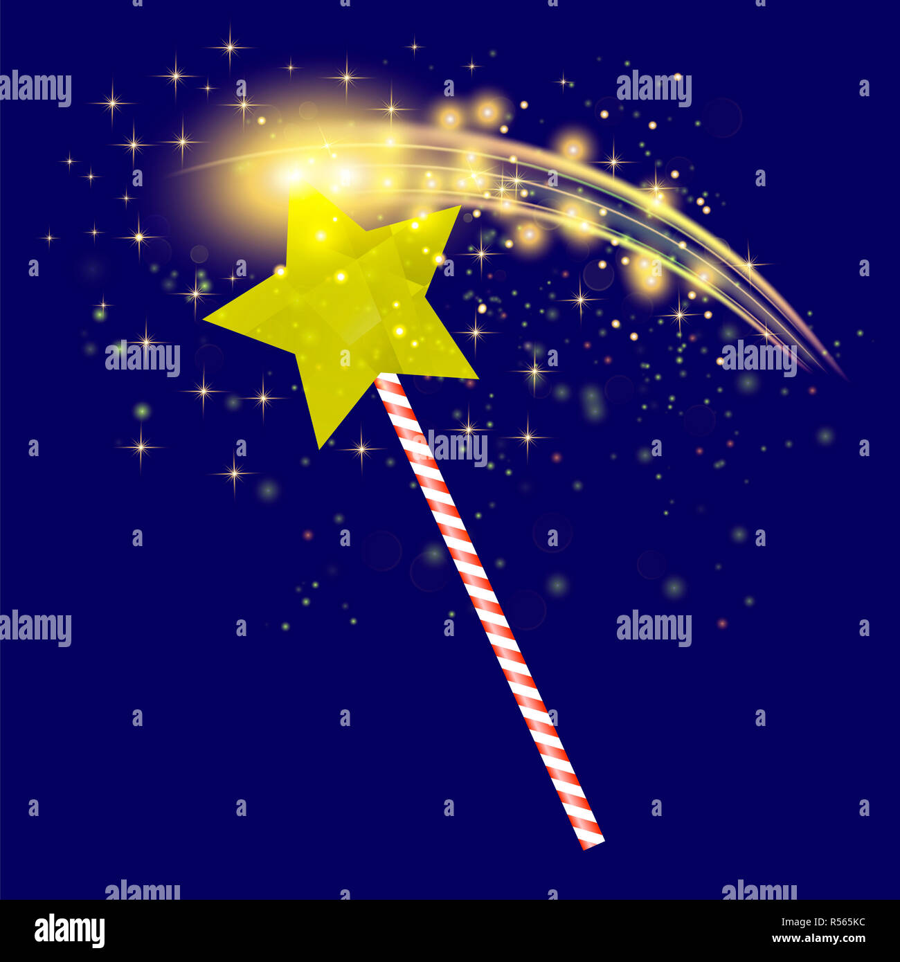 Realistic Magic Wand with Starry Lights Stock Photo - Alamy