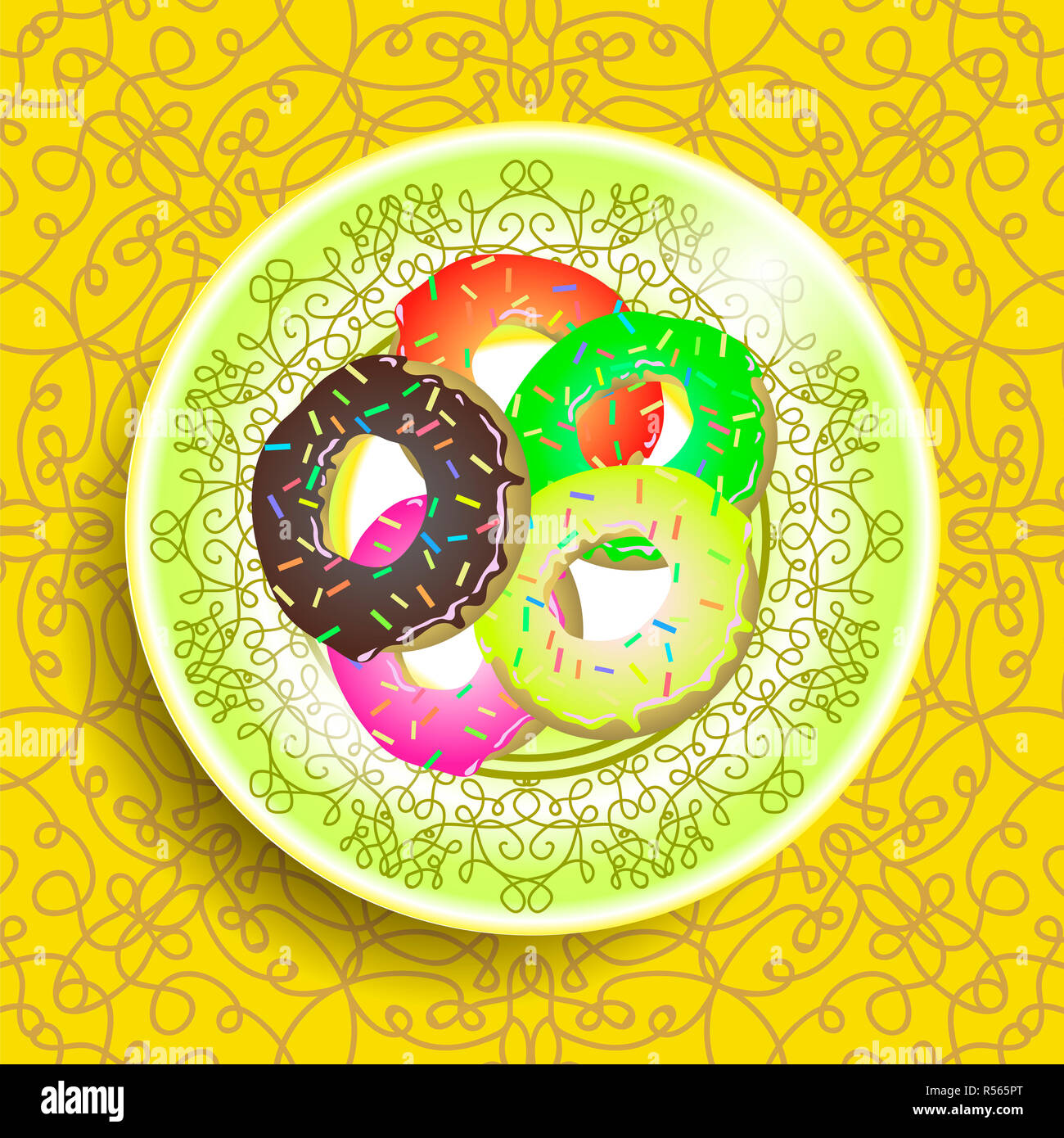 Set of Colorful Sweet Donuts Stock Photo - Alamy