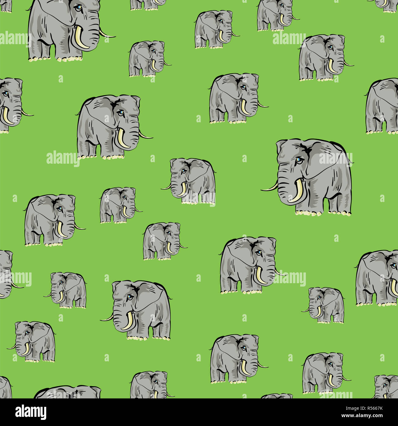 Cartoon Elephant Seamless Pattern Stock Photo - Alamy