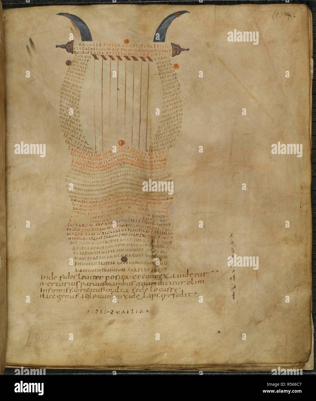 Illustration of the lyre, for the sign Lyra, with text or scholia ...