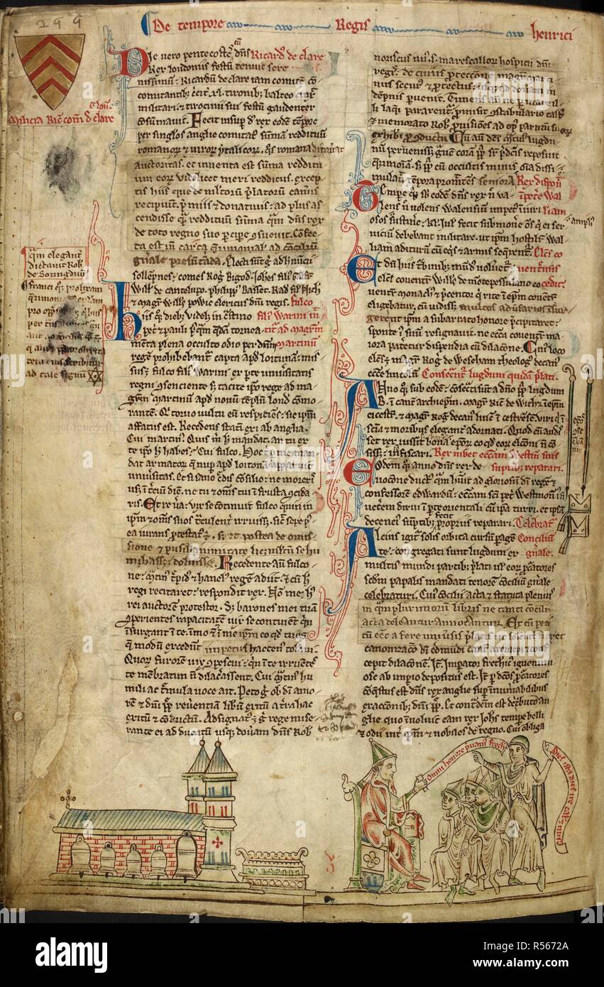 Bas-de-page scene: on the left, Westminster Abbey and the shrine of St ...