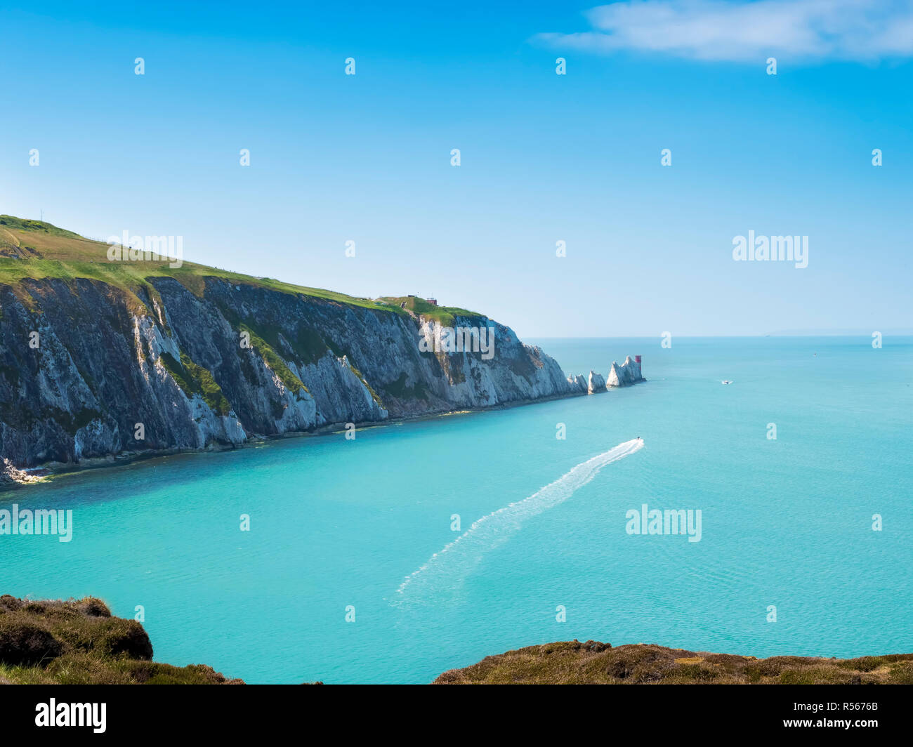 The Needles rock formation on the Isle Of Wight England UK Stock Photo ...