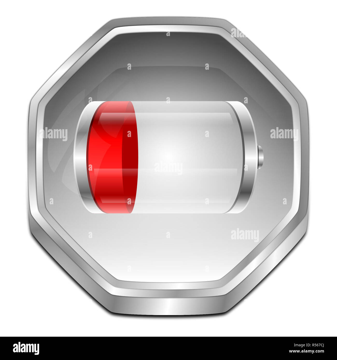 silver red Battery Button - 3D illustration Stock Photo - Alamy