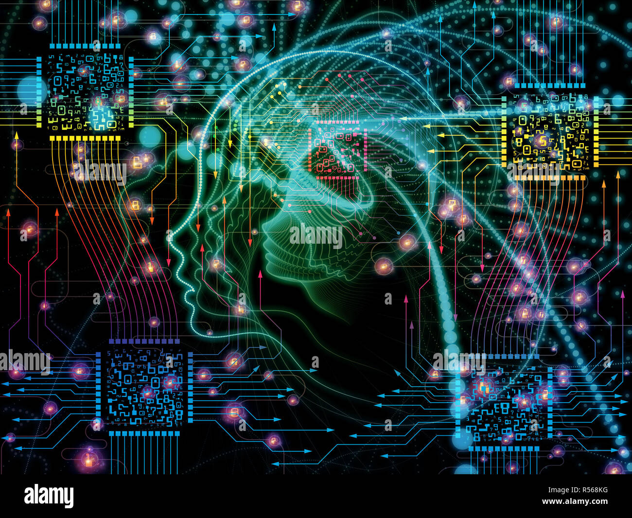 Digital Life of Machine Consciousness Stock Photo - Alamy