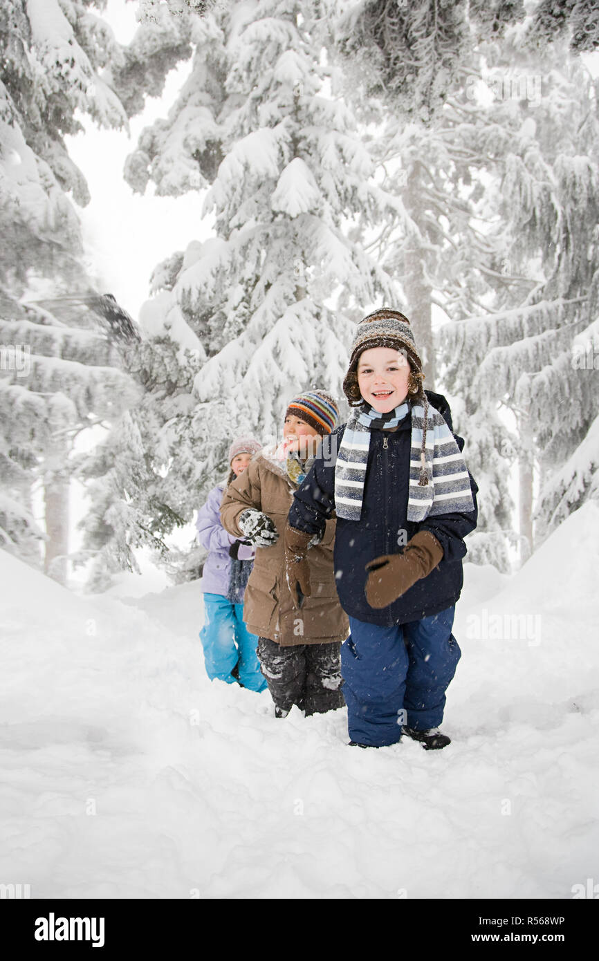 Girl and boy discovering the forest hi-res stock photography and images ...