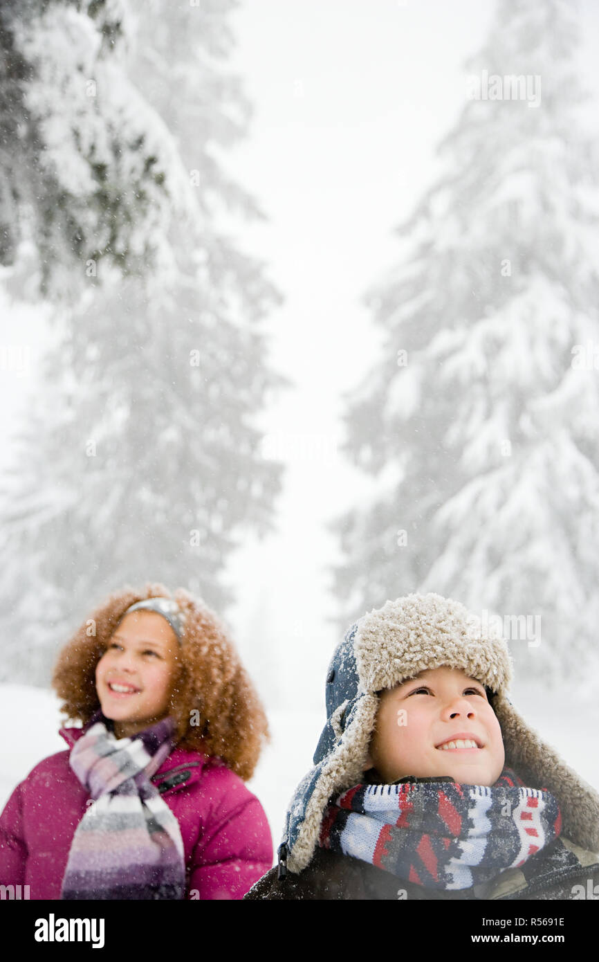 Children in the snow Stock Photo - Alamy