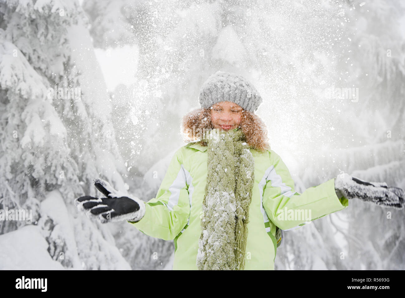 Girl in the snow Stock Photo - Alamy