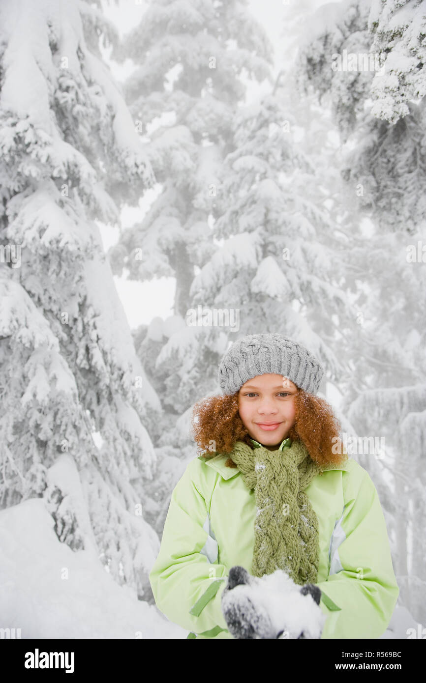 Girl with snow Stock Photo - Alamy