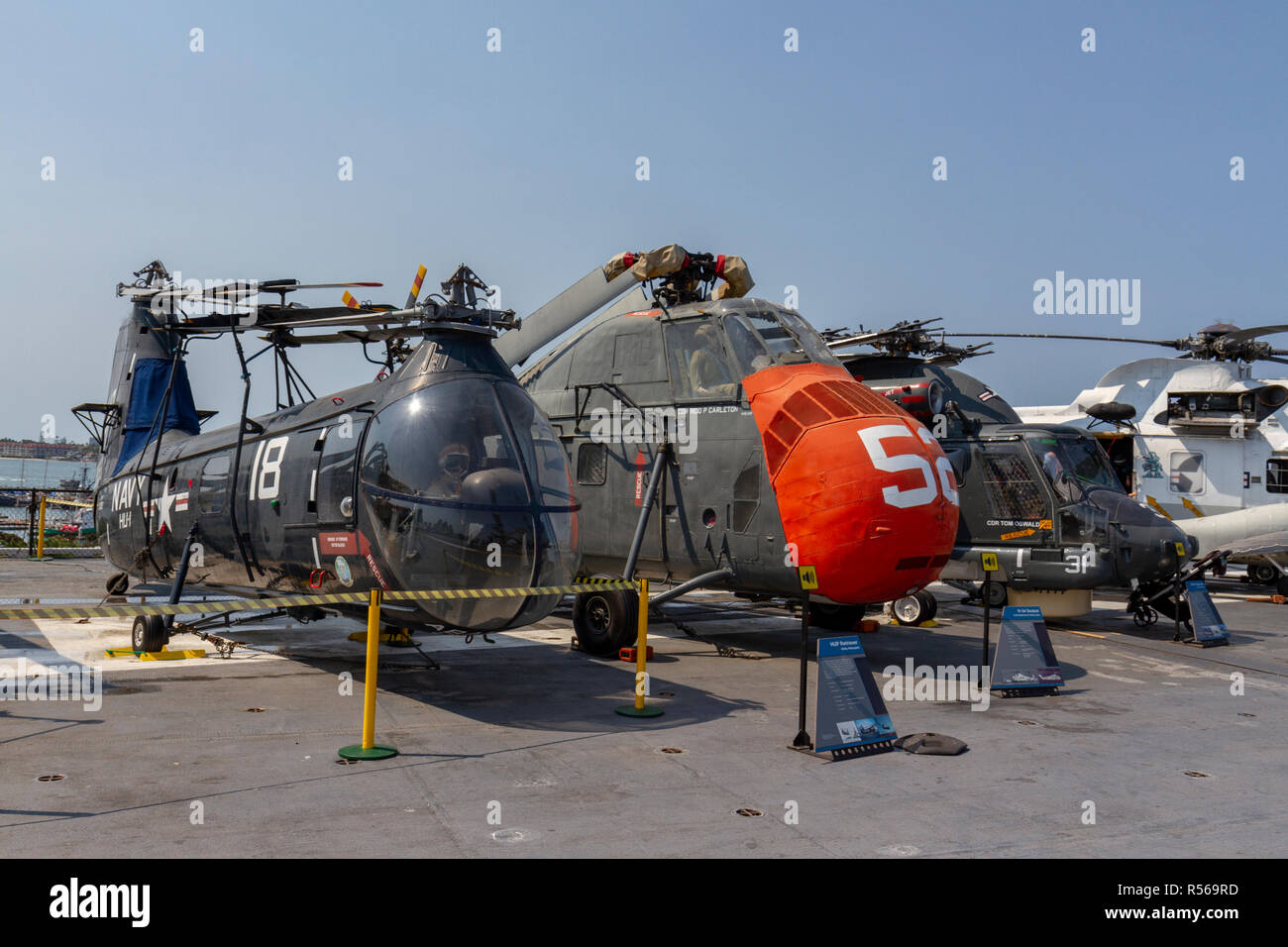 A Sikorsky Aircraft H-34 Seabat anti-submarine helicopter, USS Midway ...