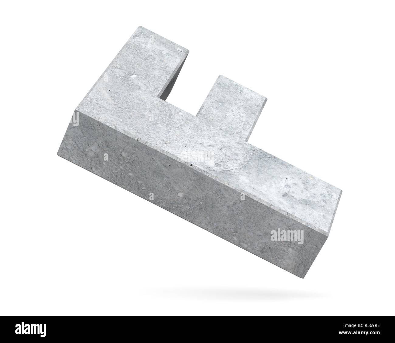 Concrete Capital Letter - F isolated on white background . 3D render ...
