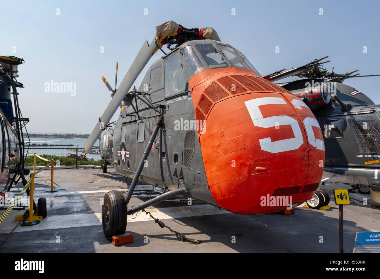 A Sikorsky Aircraft H-34 Seabat anti-submarine helicopter, USS Midway ...