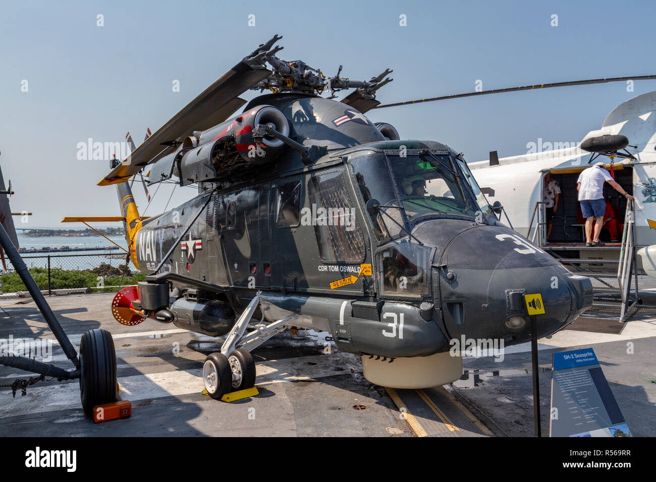 A Kaman Aircraft Company SH-2 Seasprite utility helicopter, USS Midway ...