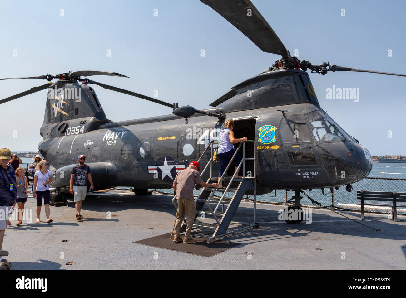 A CH-46 Sea Knight helicopter, USS Midway, San Diego, California ...