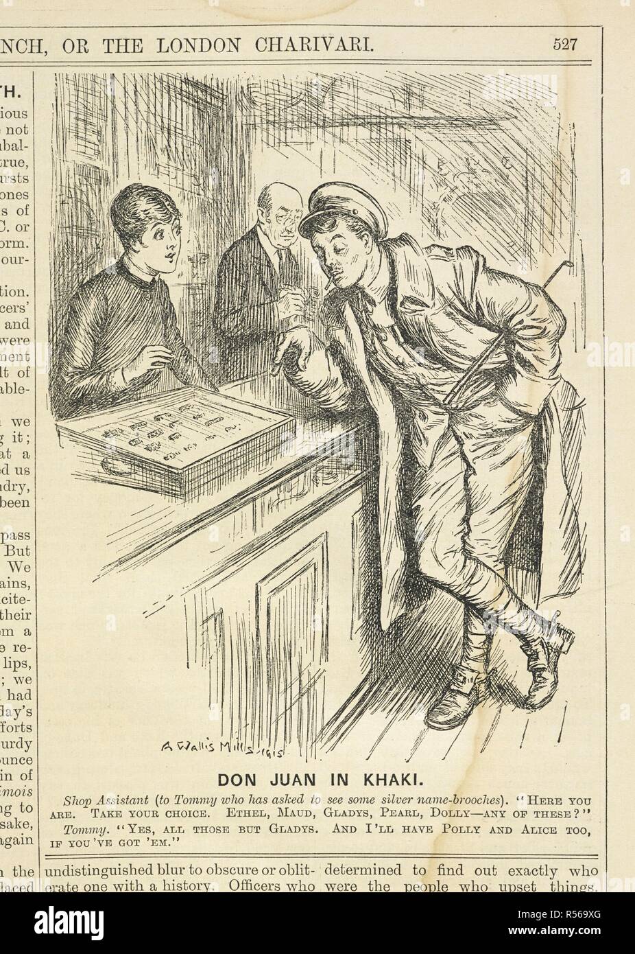 'Don Juan in khaki'. A humourous cartoon of the First World War ...
