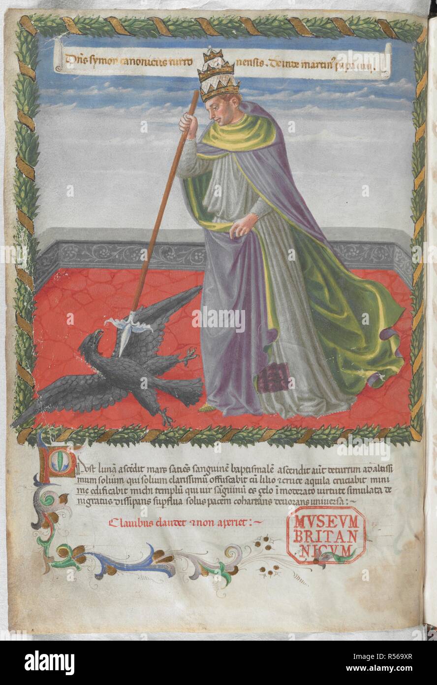 Miniature of Pope Martin IV. Vaticinia de Pontificibus. Italy, Central ...