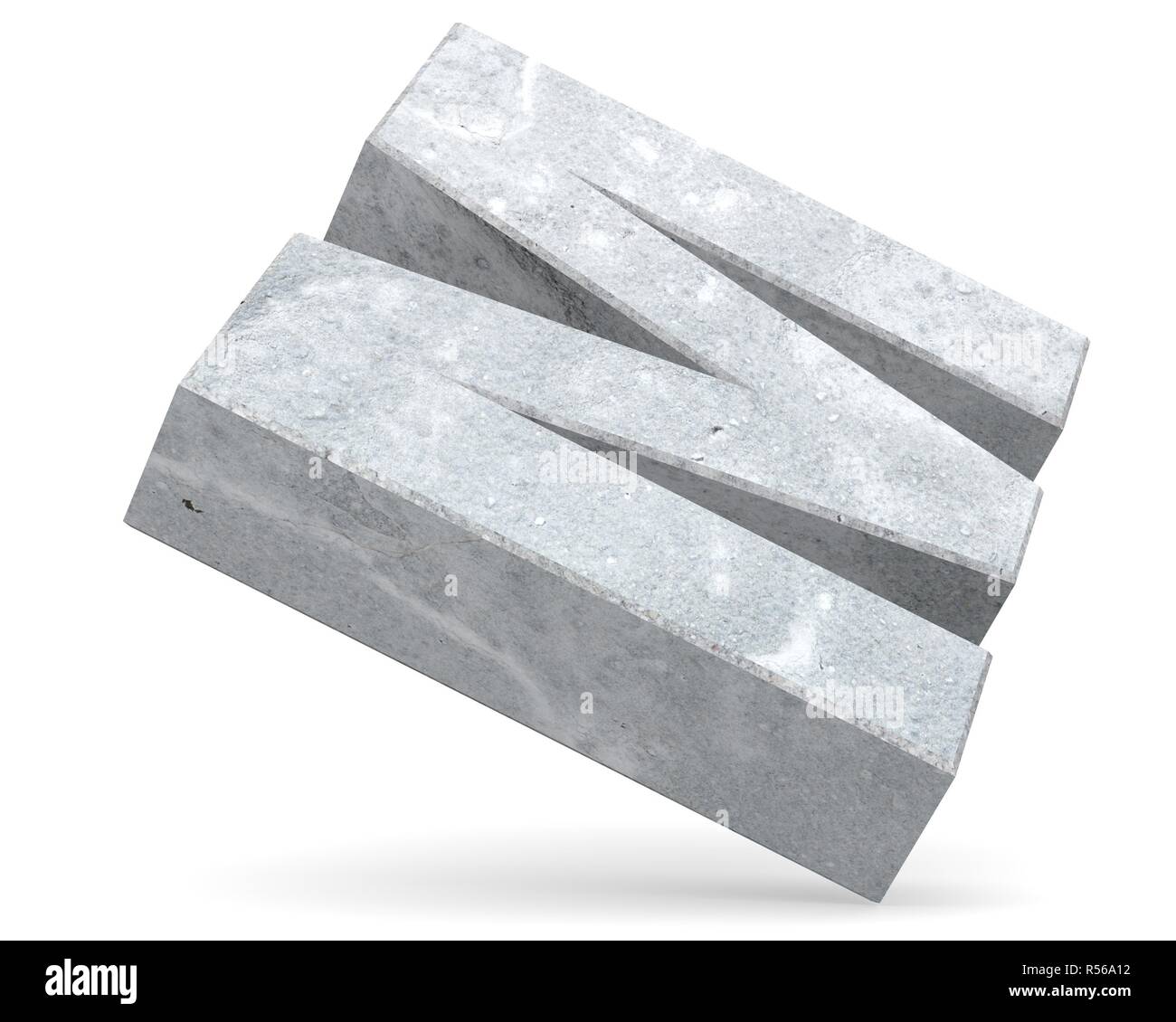 Concrete Capital Letter - M isolated on white background . 3D render ...