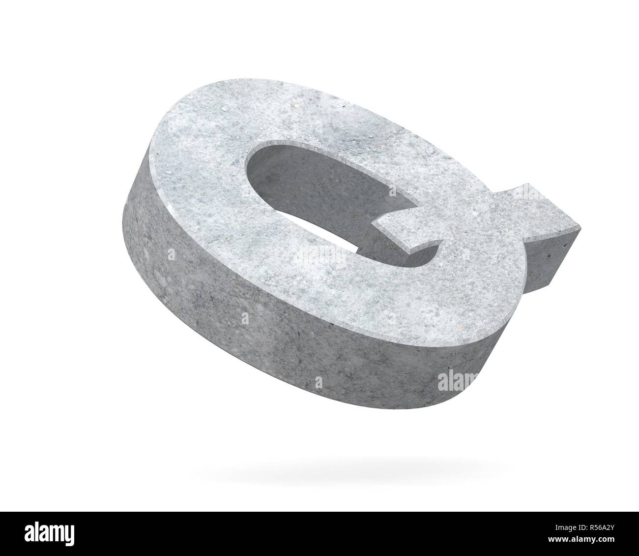 Concrete Capital Letter - Q isolated on white background . 3D render ...