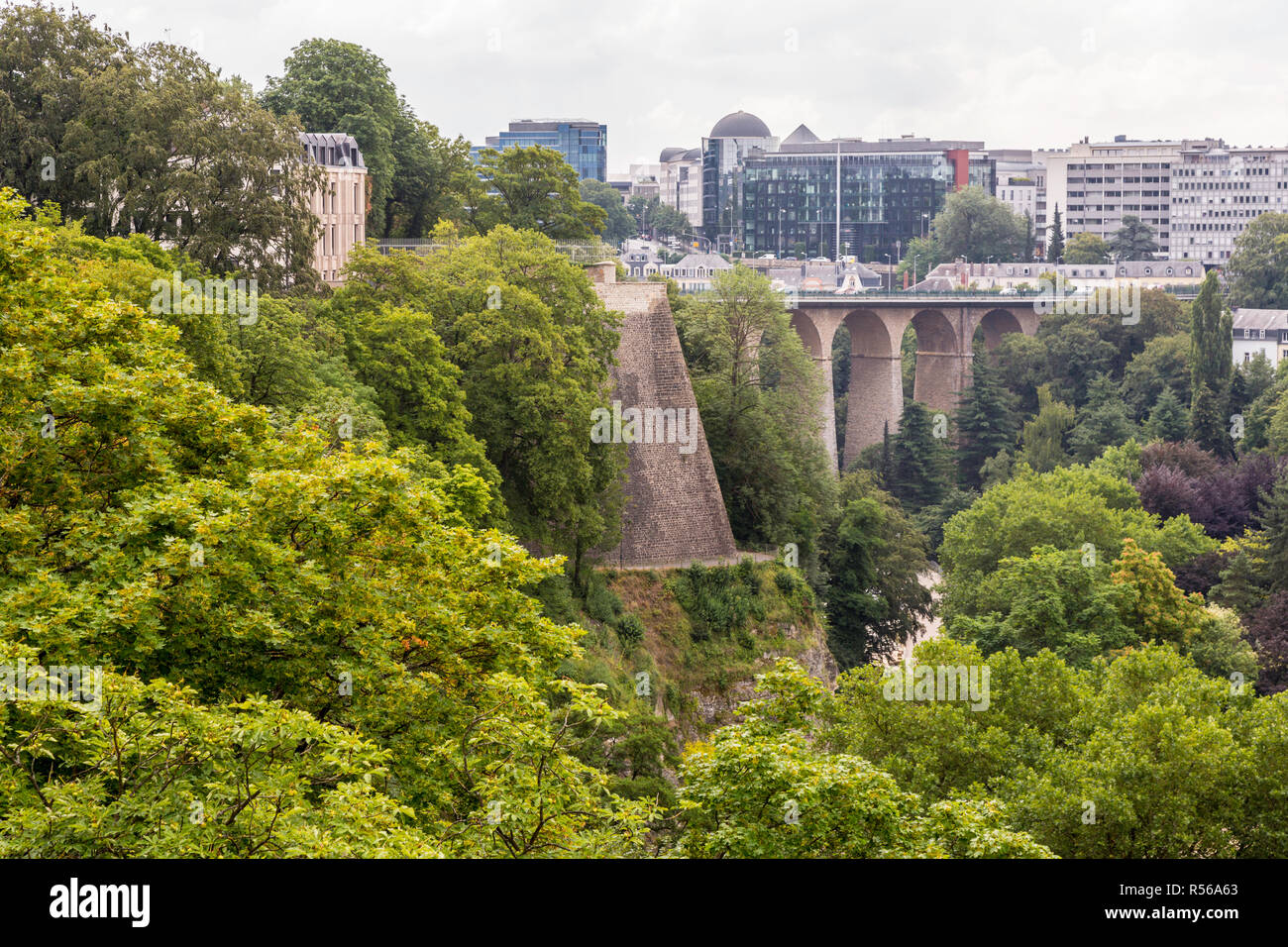 Luxembourg City, Luxembourg. La Passerelle Bridge Crosses the Valley of ...