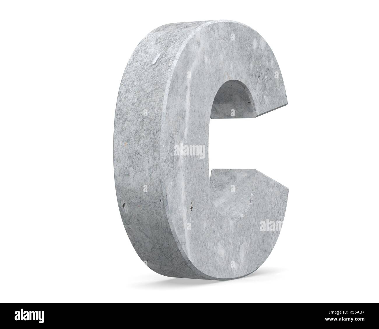 Concrete Capital Letter - C isolated on white background . 3D render ...